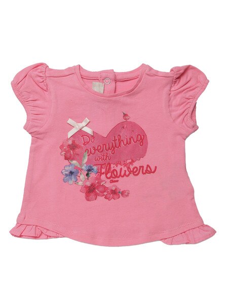 Girls Pink Printed Knitted Top